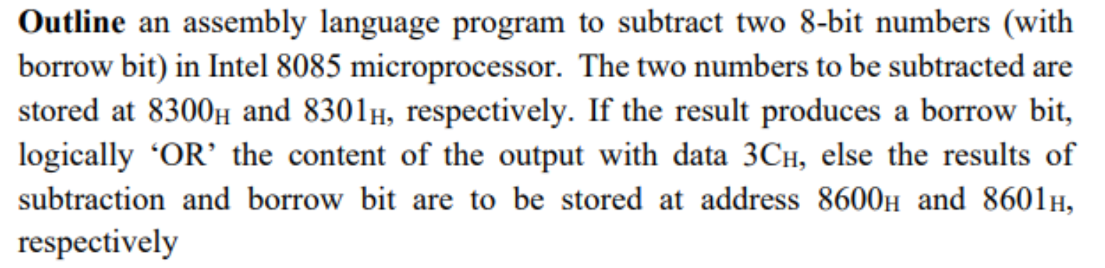 Solved Outline an assembly language program to subtract two | Chegg.com