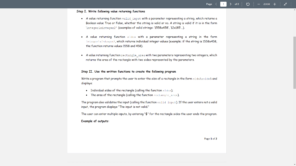Solved Step I. Write following value returning functions - A | Chegg.com