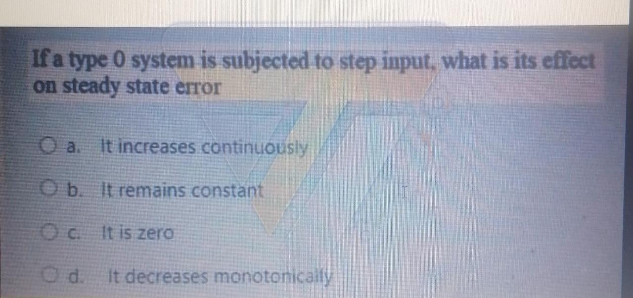 Solved If a type 0 system is subjected to step input, what | Chegg.com