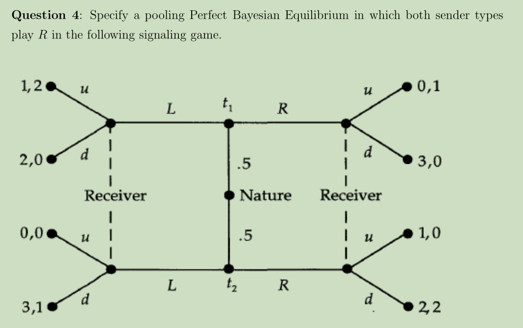 Solved Question 4: Specify a pooling Perfect Bayesian | Chegg.com
