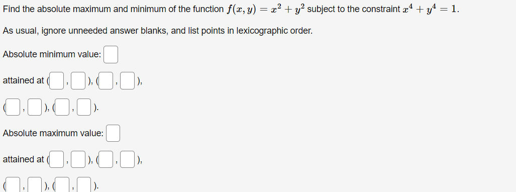 Solved Find The Absolute Maximum And Minimum Of The Function