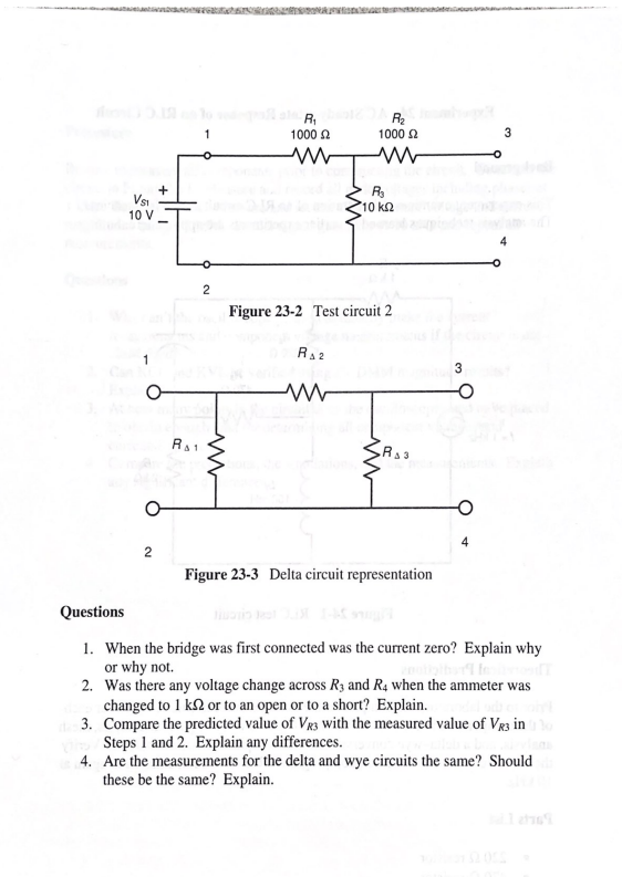 Solved Experiment 23: Bridge Circuits and Delta-Wye | Chegg.com