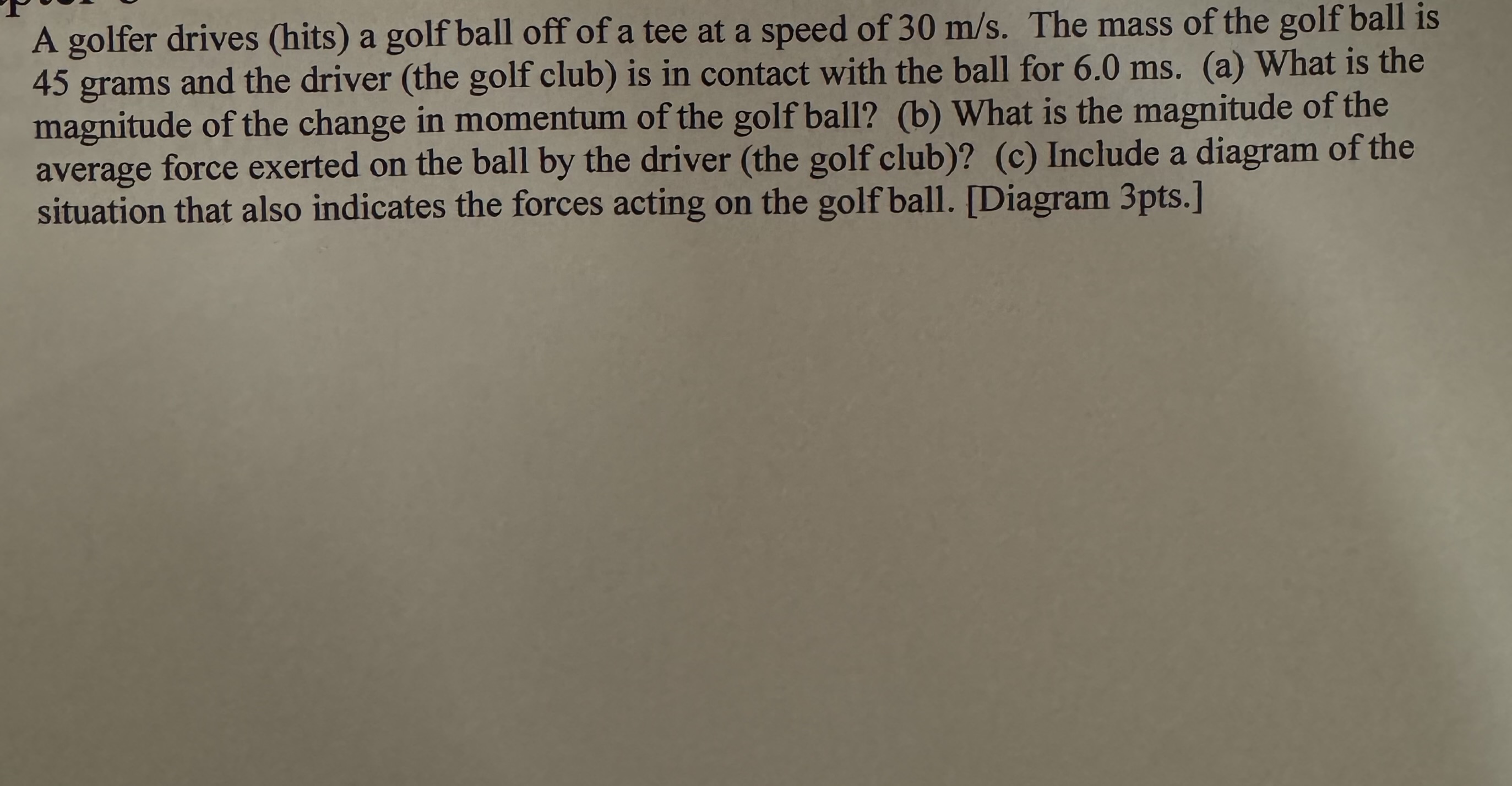 Solved A golfer drives (hits) ﻿a golf ball off of a tee at a | Chegg.com