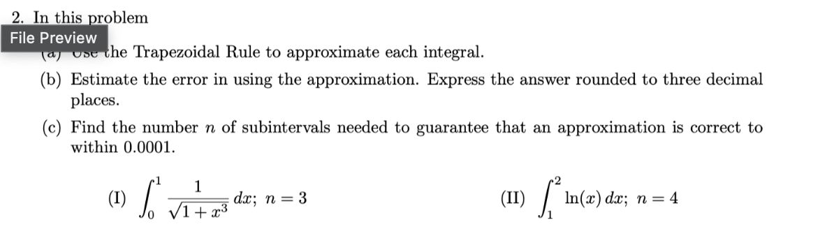 Solved In this problemFile Preview(a) ﻿Usc che Trapezoidal | Chegg.com