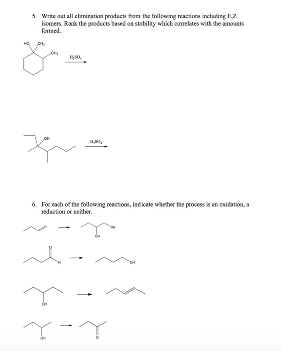 Solved Write out all elimination products from the following | Chegg.com