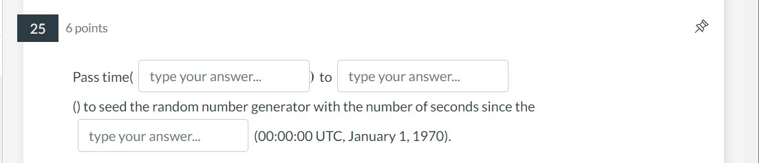 Pass time ) to () to seed the random number generator | Chegg.com