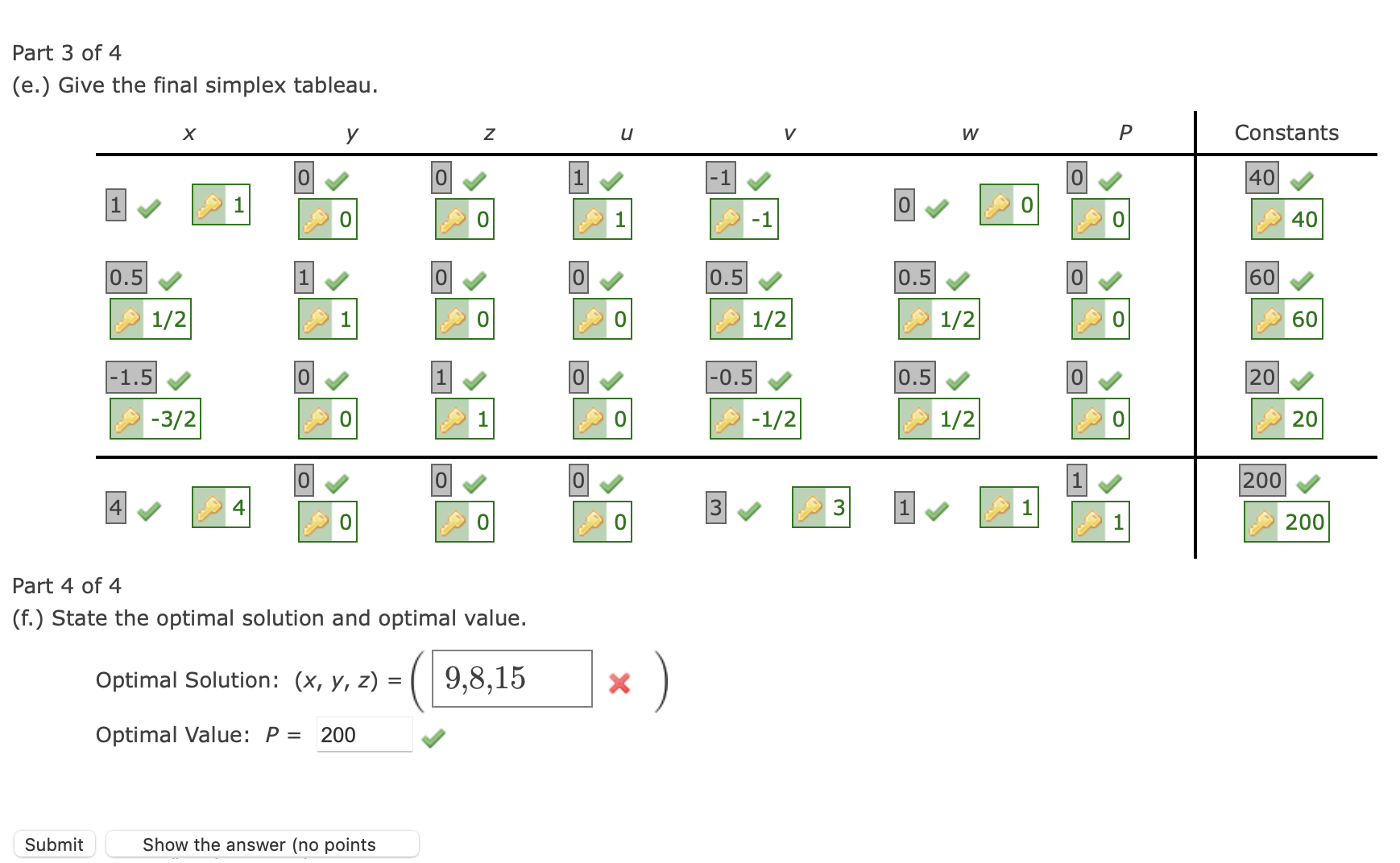 Solved Part 3 ﻿of 4(e.) ﻿Give the final simplex tableau.Part | Chegg.com