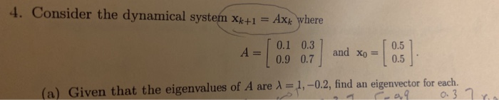 Solved 4. Consider the dynamical system Xk+1 Axk where | Chegg.com