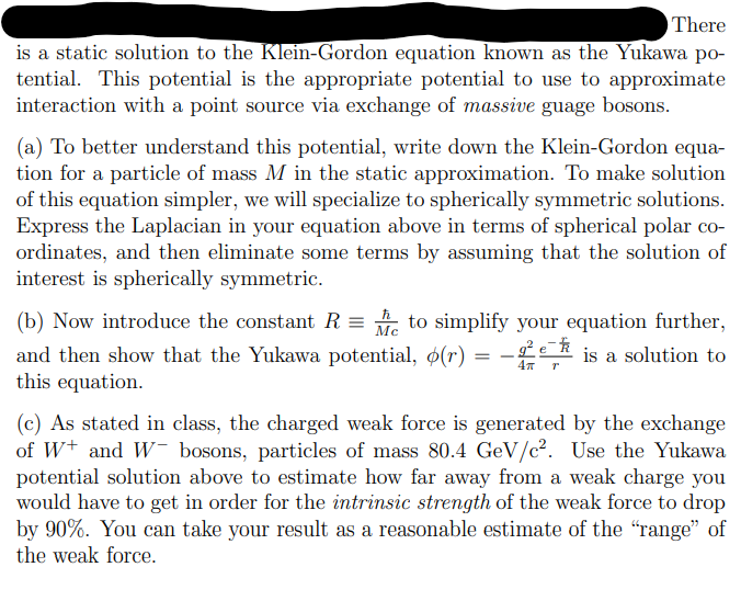 Solved is a static solution to the Klein-Gordon equation | Chegg.com