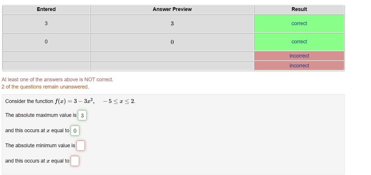 Solved At least one of the answers above is NOT correct. 2 | Chegg.com