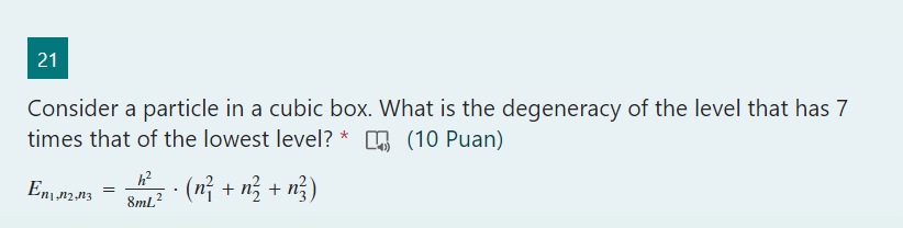 Solved Consider a particle in a cubic box. What is the | Chegg.com