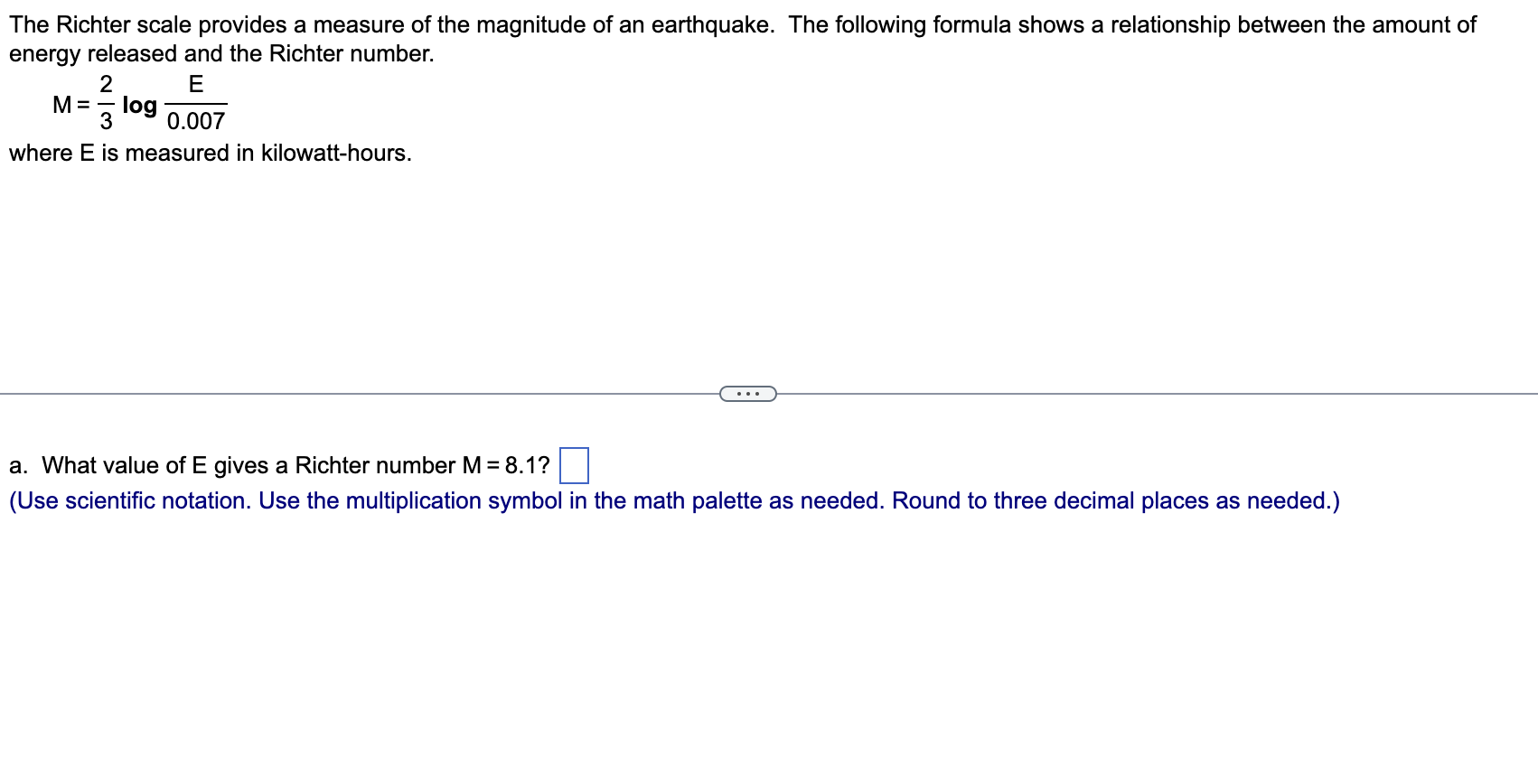 Solved The Richter scale provides a measure of the magnitude | Chegg.com