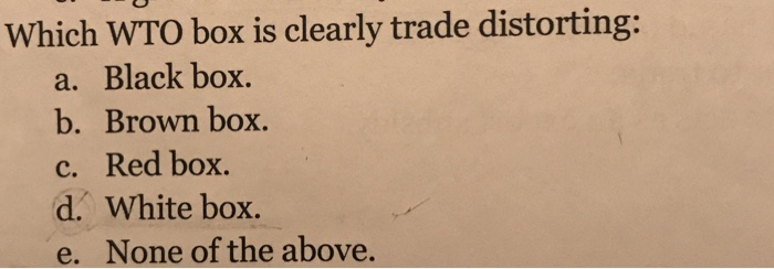 Solved Which WTO box is clearly trade distorting: a. Black | Chegg.com