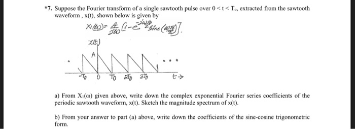 Solved Suppose the Fourier transform of a sawtooth pulse | Chegg.com