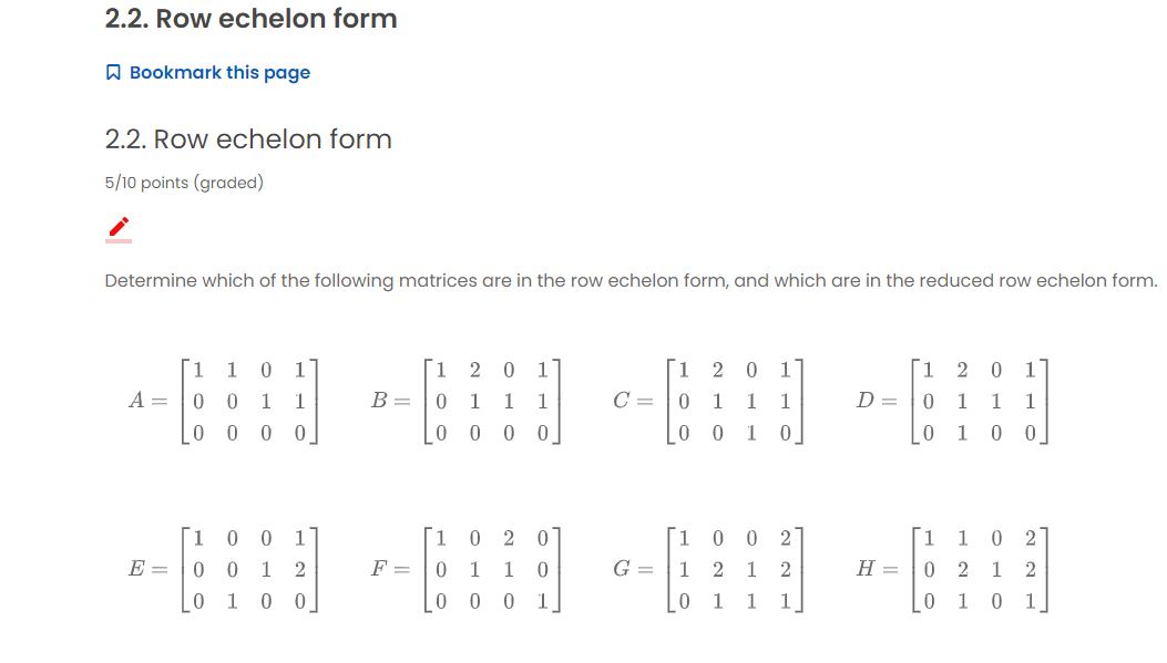 Solved 2.2. Row echelon form Bookmark this page 2.2. Row | Chegg.com