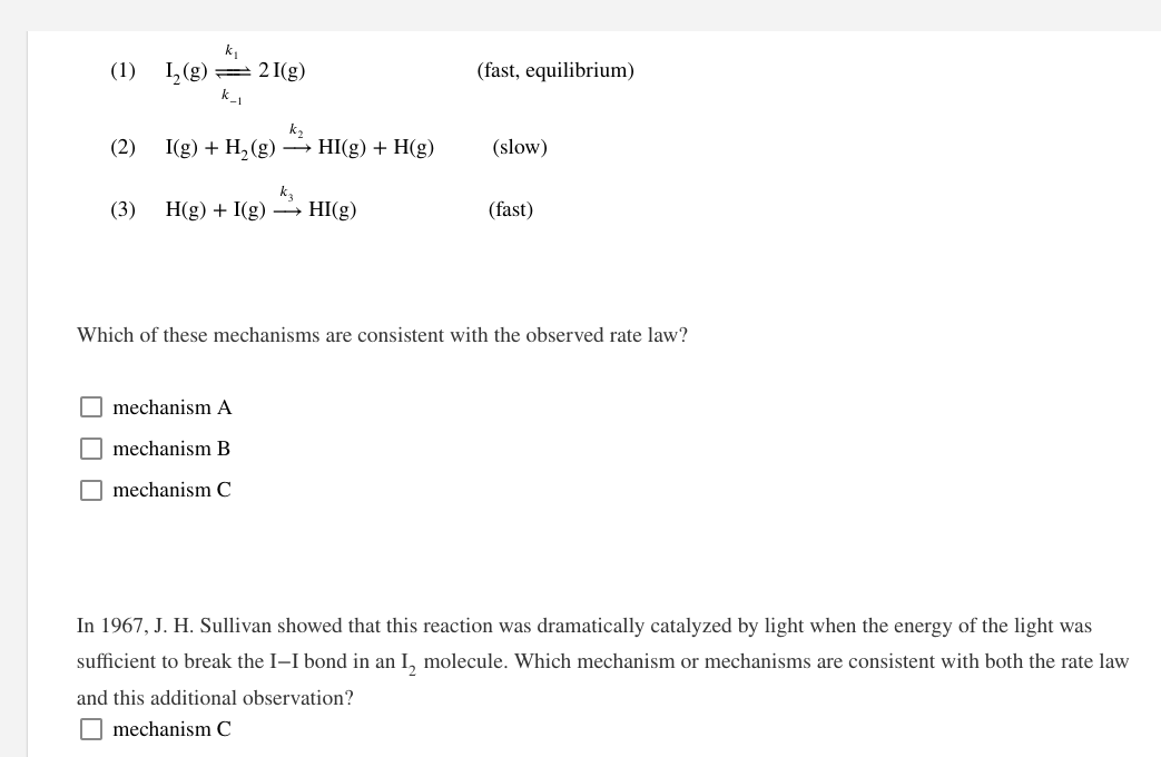 Solved The reaction described by H2( g)+I2( g) 2HI(g) has an | Chegg.com