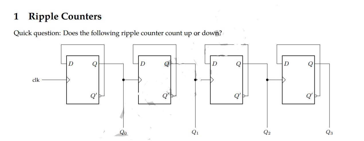 Solved 1 Ripple Counters Quick question: Does the following | Chegg.com