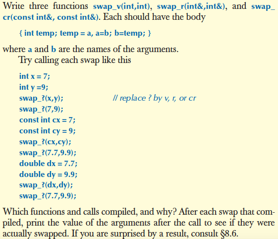 Solved Write three functions swap_v(int,int), swap_ | Chegg.com