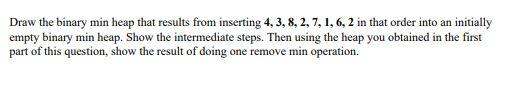 Solved Draw the binary min heap that results from inserting | Chegg.com