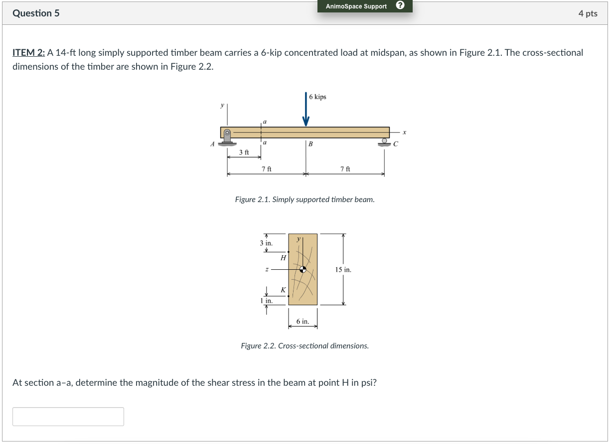 Solved ITEM 2: A 14-ft long simply supported timber beam | Chegg.com