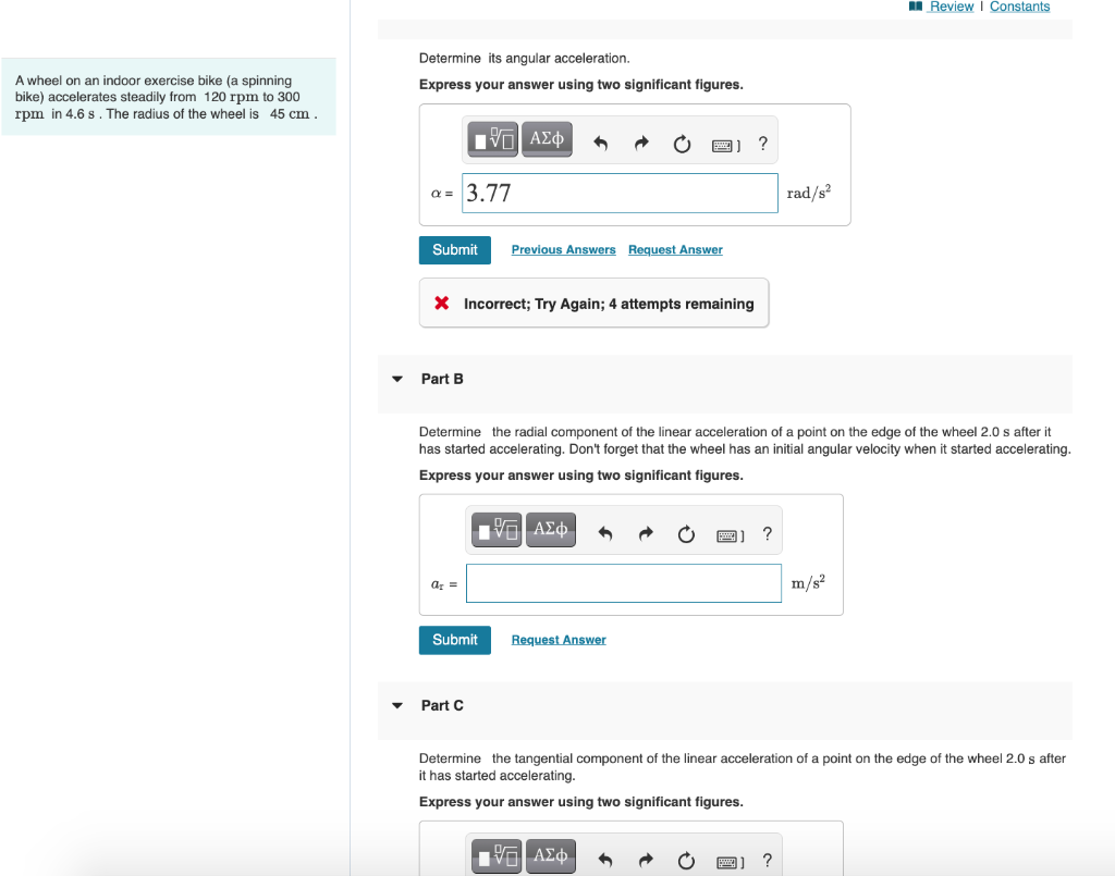 Solved Determine its angular acceleration. A wheel on an | Chegg.com
