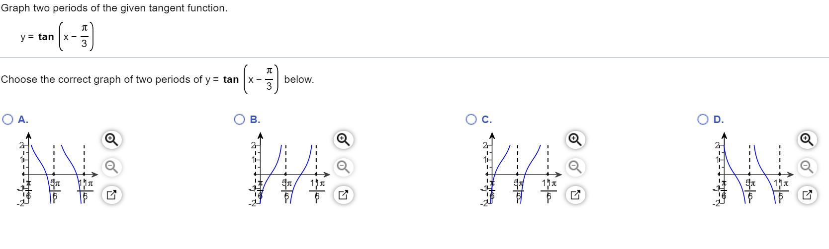 Solved Graph two periods of the given tangent function. y = | Chegg.com