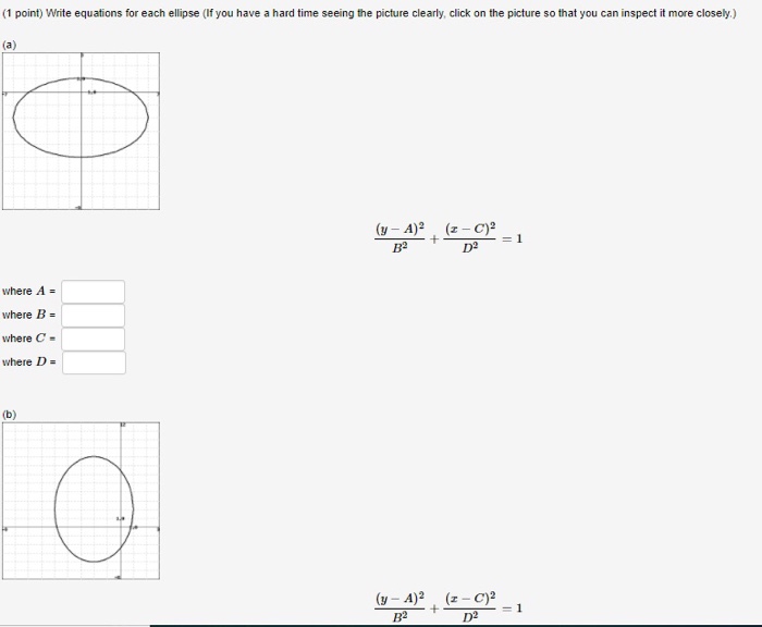 Solved (1 point) Write equations for each ellipse (If you | Chegg.com