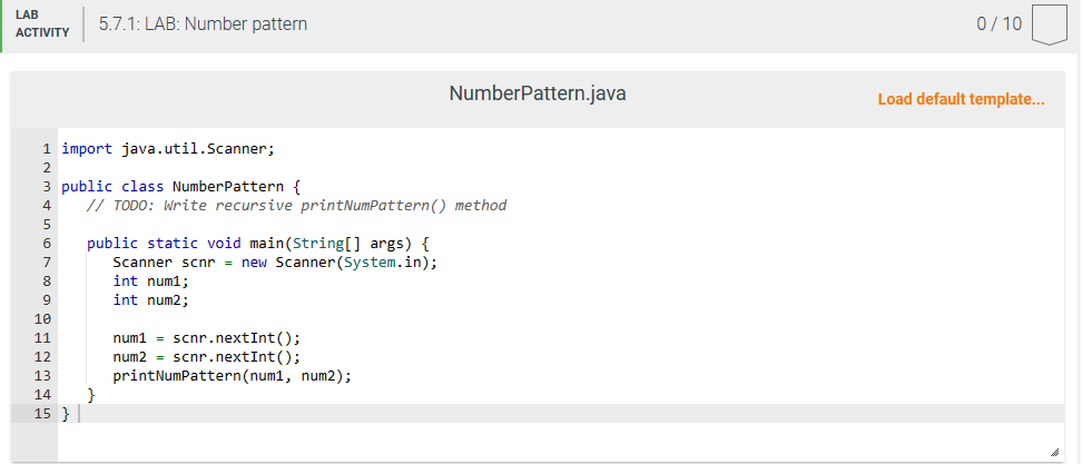 Solved 5 7 Lab Number Pattern Write A Recursive Method