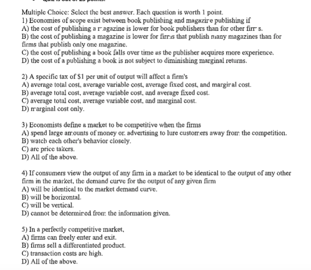 Solved Multiple Choice: Select the best answer. Each | Chegg.com