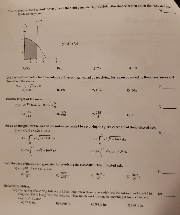 Solved Use the shell method to find the volume of the solid | Chegg.com