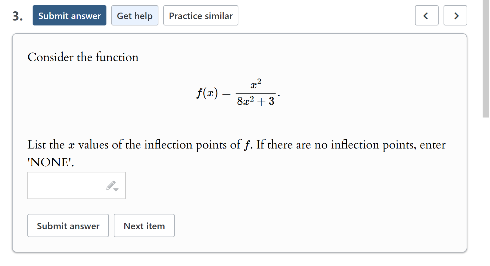 Solved Consider the functionf(x)=x28x2+3.List the x ﻿values | Chegg.com