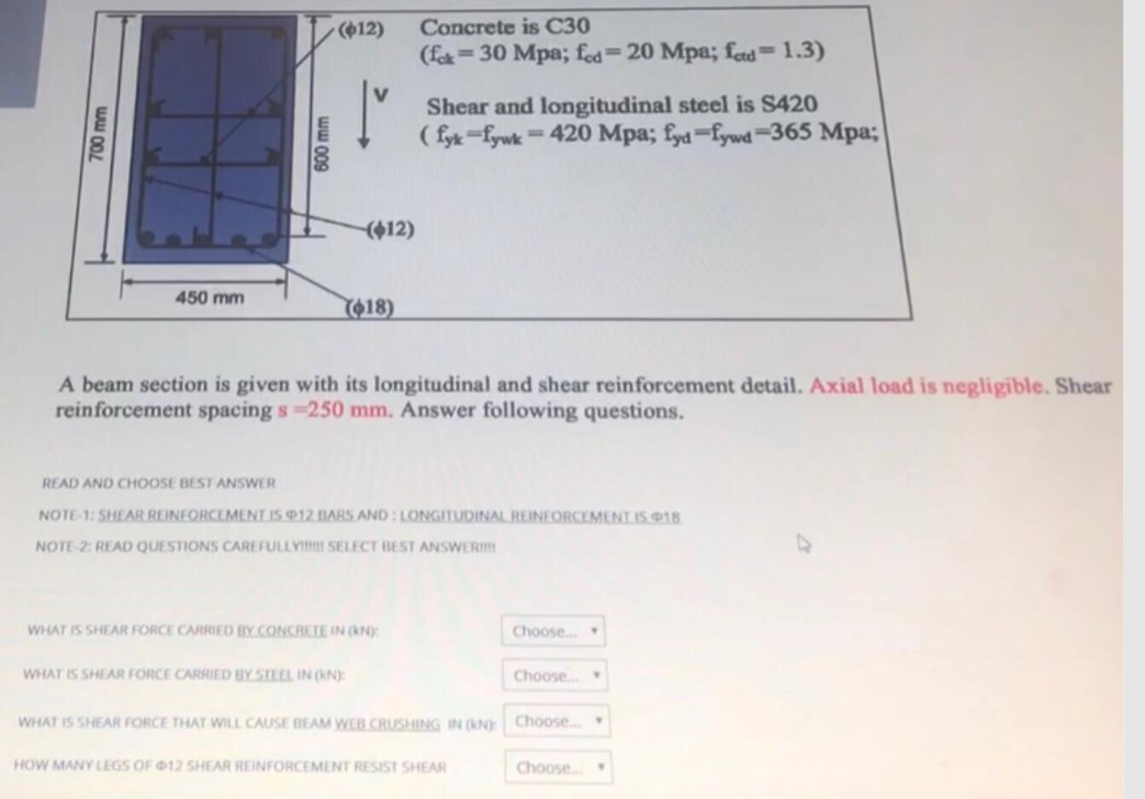 (012) Concrete is C30 (fak = 30 Mpa; fcd = 20 Mpa; | Chegg.com