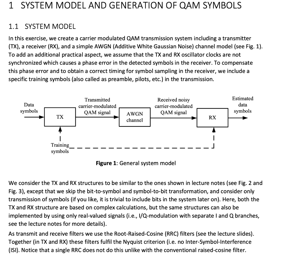 Solved 1 SYSTEM MODEL AND GENERATION OF QAM SYMBOLS 1.1 | Chegg.com