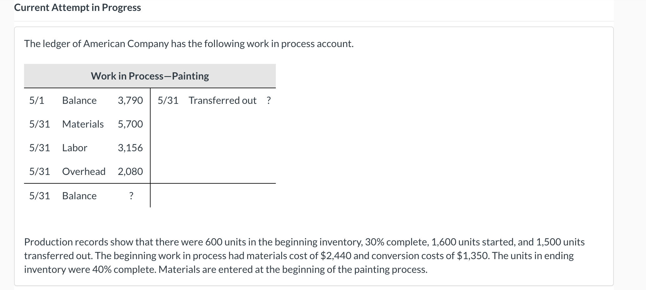 Solved Current Attempt in Progress The ledger of American | Chegg.com