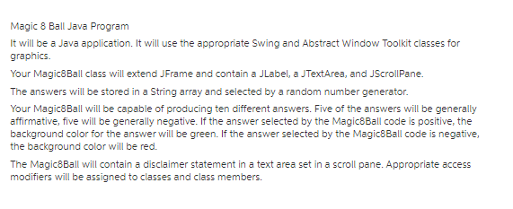 Solved Magic 8 Ball Java Program It will be a Java | Chegg.com
