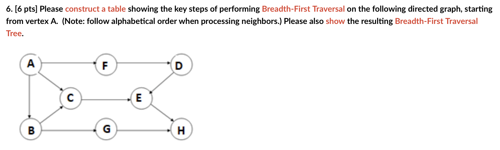 Solved 6. [6 pts] Please construct a table showing the key | Chegg.com
