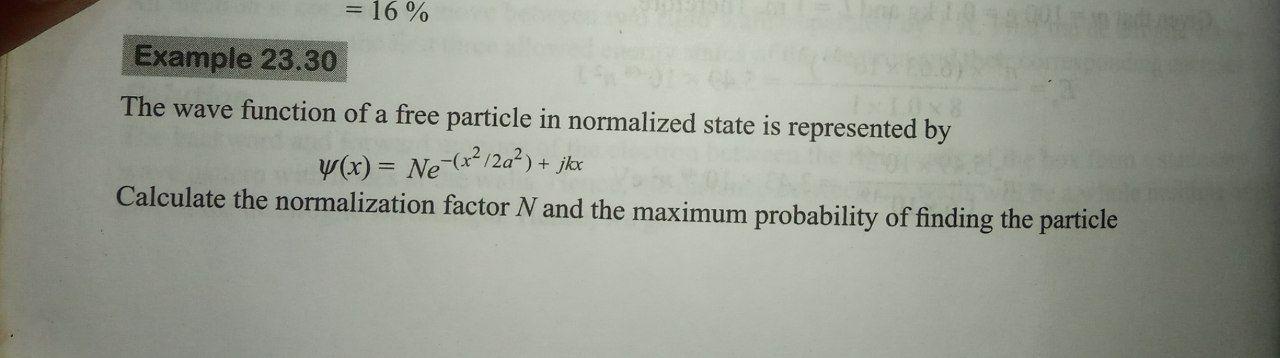 Solved = 16 % Example 23.30 The wave function of a free | Chegg.com