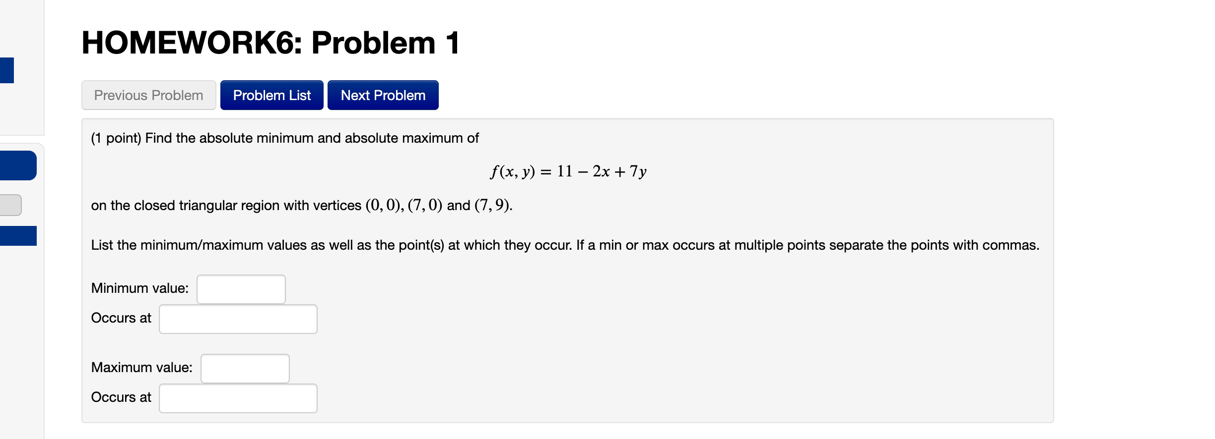 Solved HOMEWORK6: Problem 1 Previous Problem Problem List | Chegg.com Solved HOMEWORK6: Problem 1 Previous Problem Problem List | Chegg.com