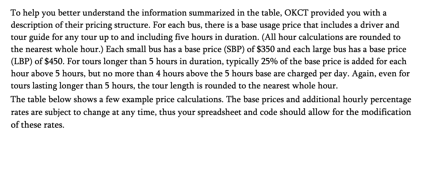 Solved OKC Tours Programming Project Assume you have just | Chegg.com