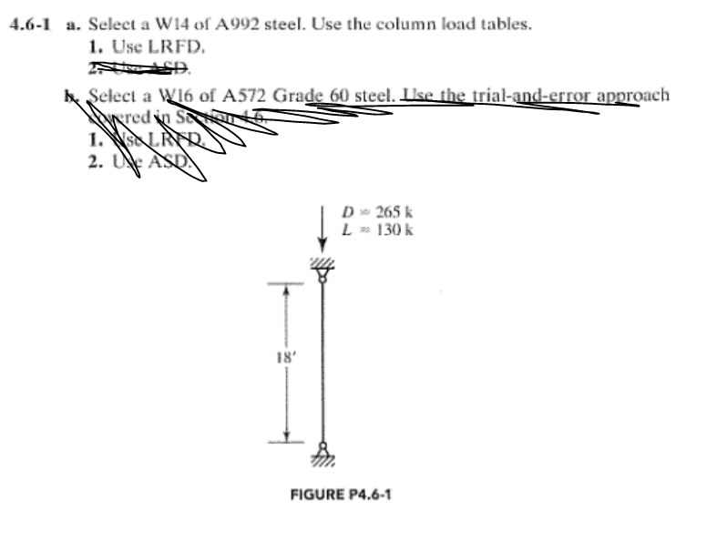 Solved 4.6-1 a. Select a W14 of A992 steel. Use the column | Chegg.com