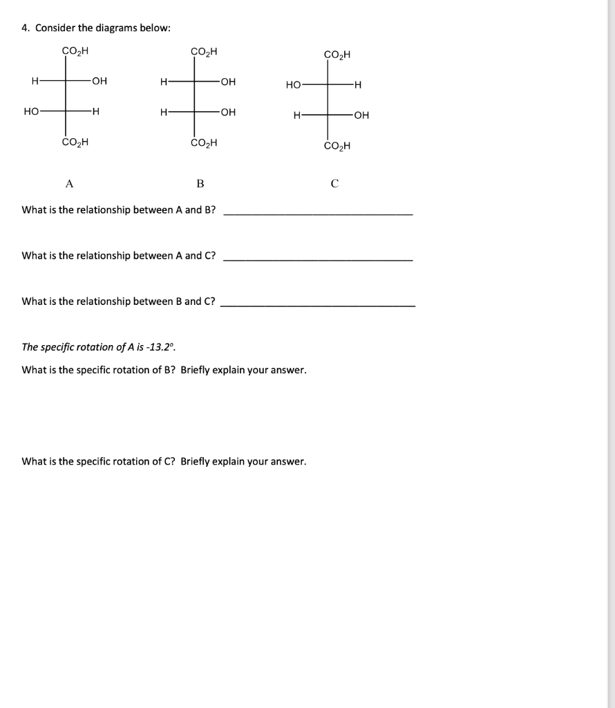 Solved 4. Consider the diagrams below: CO2H CO2H CO2H H OH H | Chegg.com