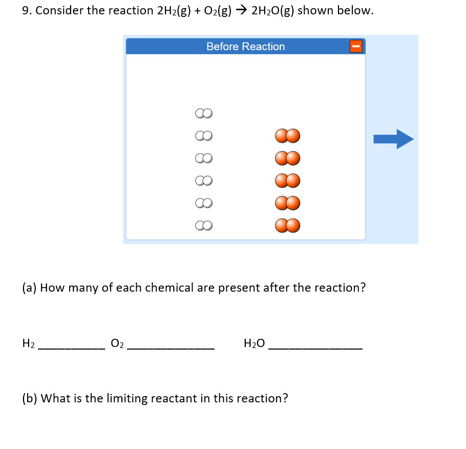 Solved 9. Consider the reaction 2H2(g) + O2(g) → 2H2O(g) | Chegg.com