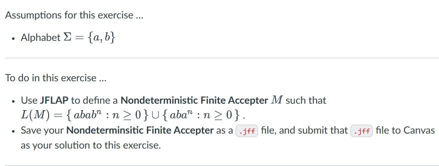 Solved Assumptions for this exercise ... - Alphabet Σ={a,b} | Chegg.com