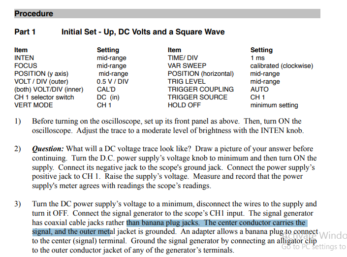 Solved Experiment 6 The Oscilloscope Introduction This | Chegg.com