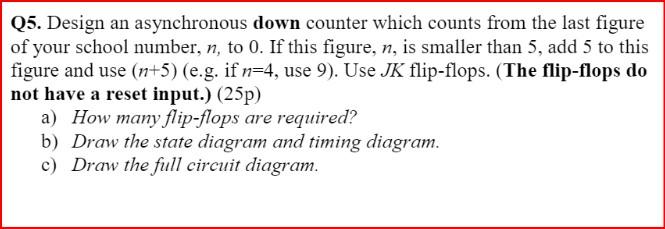 Q5. Design an asynchronous down counter which counts | Chegg.com