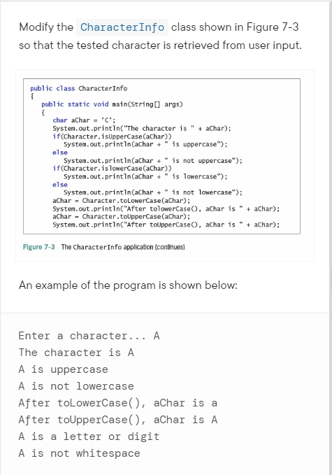 Solved Modify the CharacterInfo class shown in Figure 7-3 so | Chegg.com