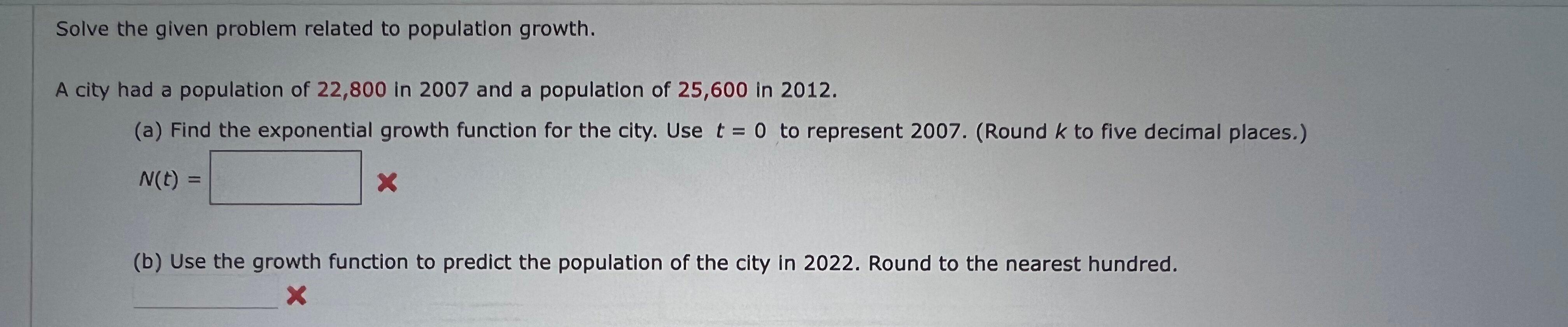 Solved Solve the given problem related to population growth. | Chegg.com