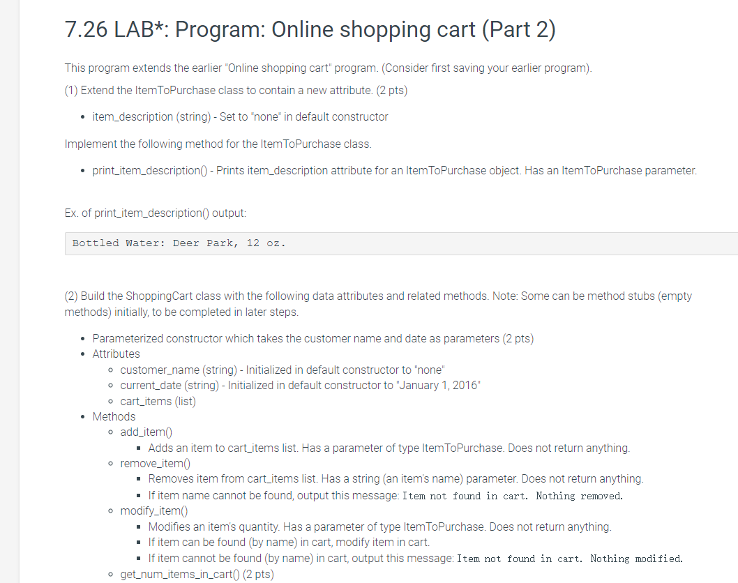 Solved This program extends the earlier "Online shopping | Chegg.com