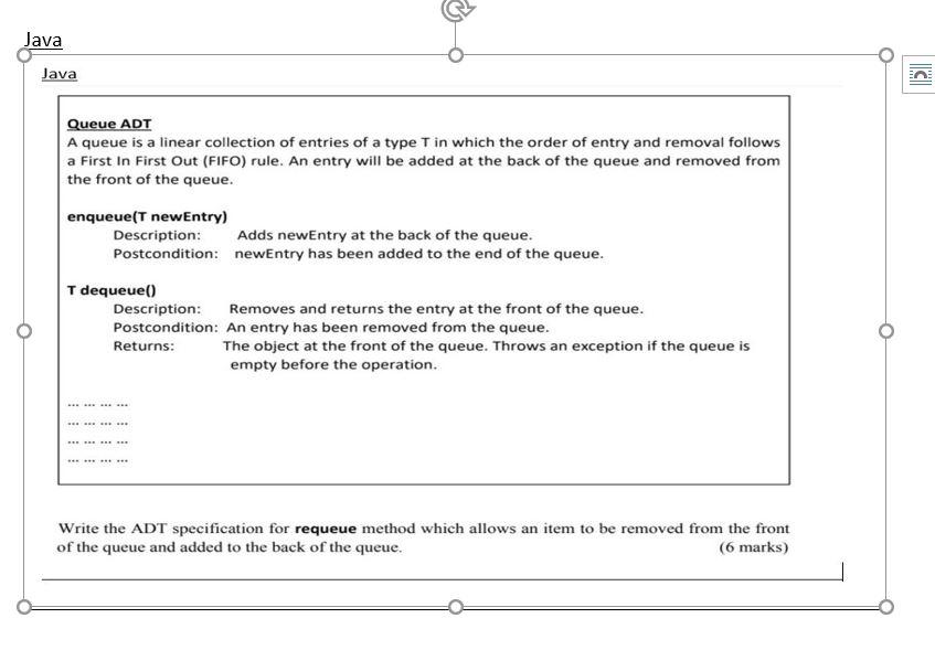 Solved Java Java Ci Queue Adt A Queue Is A Linear Collection 3575