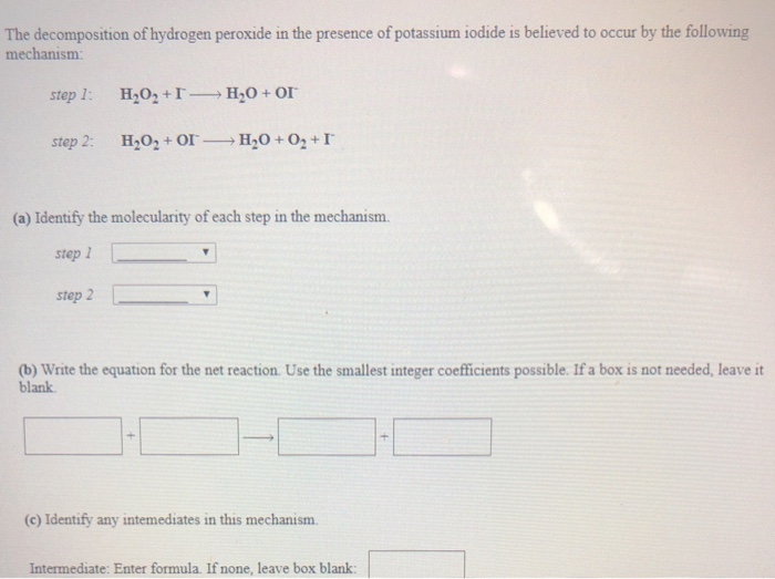 Solved The decomposition of hydrogen peroxide in the | Chegg.com